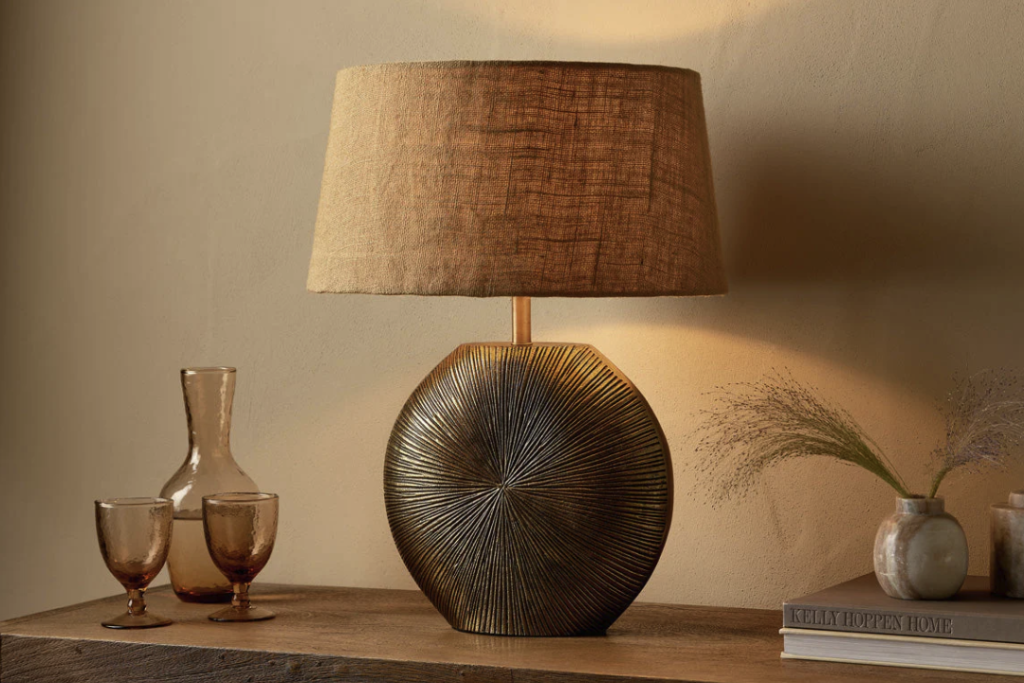 Exquisite Brass Carved Table Lamp - Exoticmetalinteriors